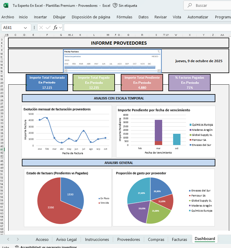 Plantilla Excel Proveedores